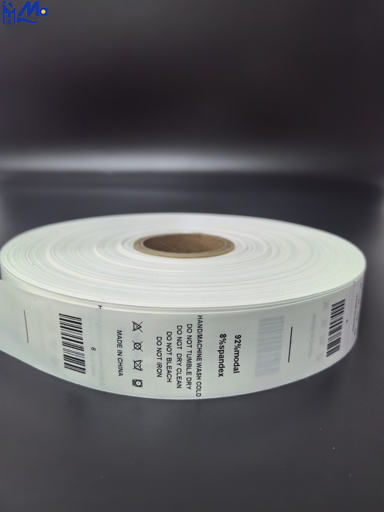 Custom Brand Logo Tags Roll Clothing White Satin Polyester Care Label