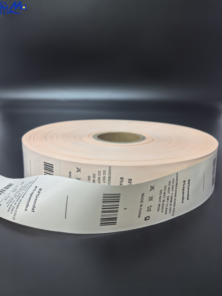 Custom Brand Logo Tags Roll Clothing White Satin Polyester Care Label