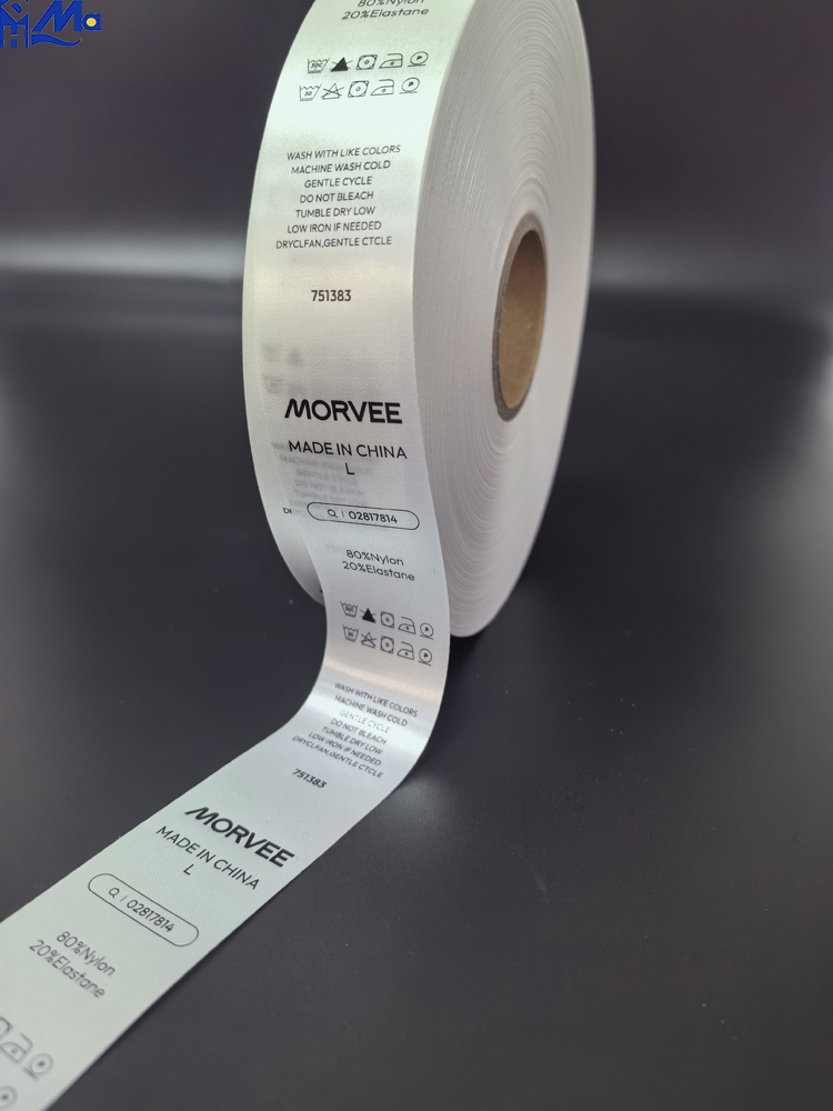 Custom Brand Logo Tags Roll Clothing White Satin Polyester Care Label