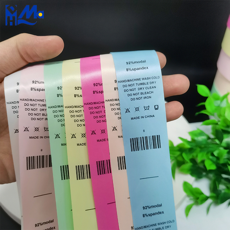 Custom Printing Garment Accessories Tags Clothing Blue color Satin Care ...